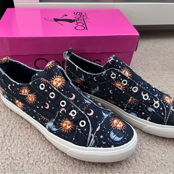 Corkys | Shoes | Corkys Babalu Sneakers Navy With Sun And Moon | Poshmark
